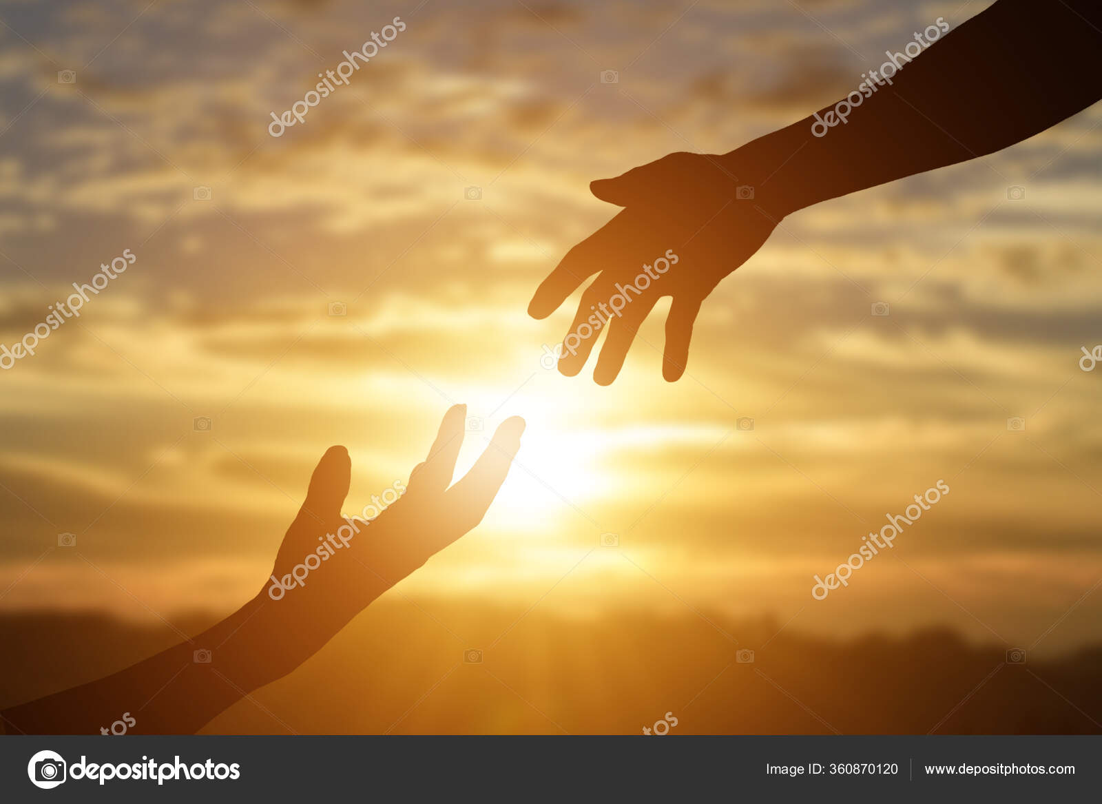 Hands Reaching For Each Other Silhouette