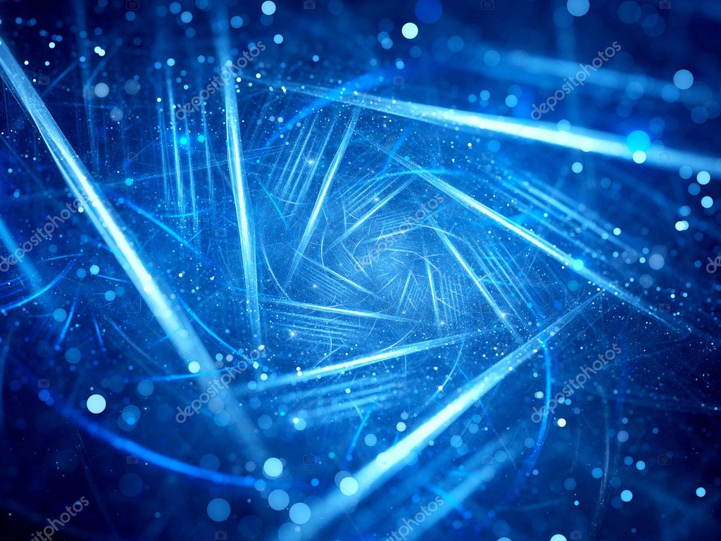 Blue glowing lines with particles spiral in space Stock Photo by ...