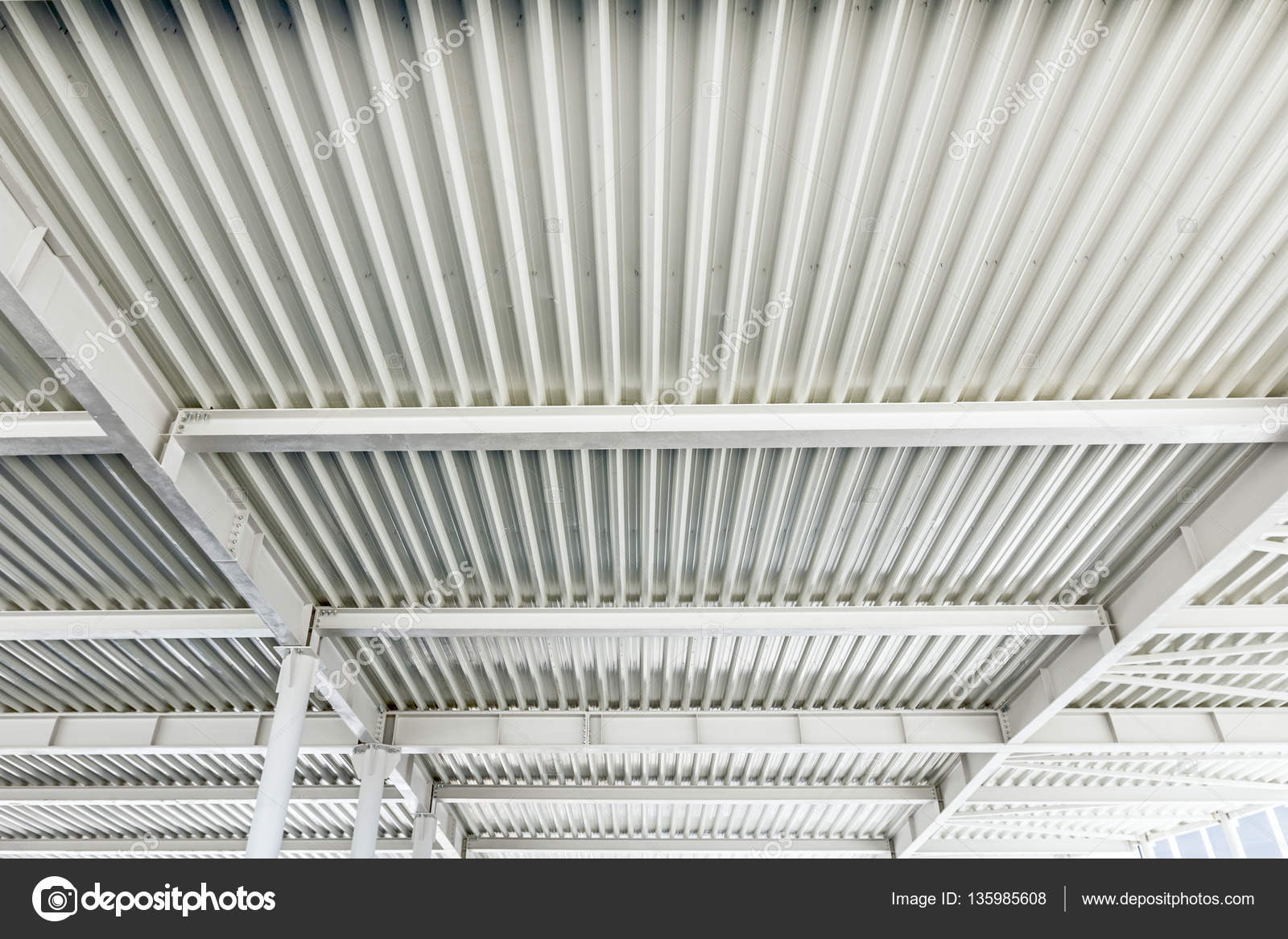 Architecture concept, white structure girders, metal skeleton fo Stock ...