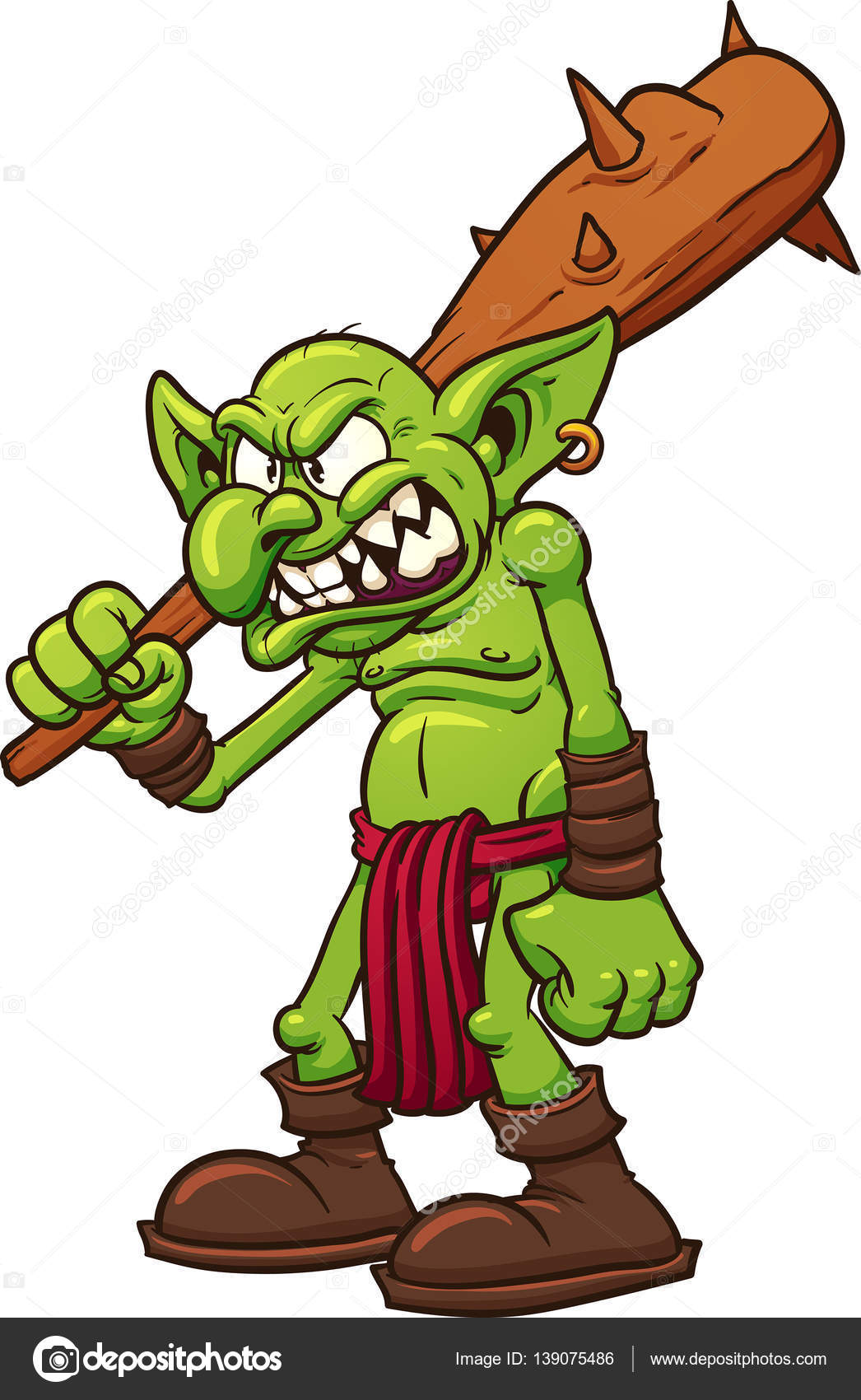 Clipart Troll Scontroso Troll Burbero Illustrazione Vettoriale.