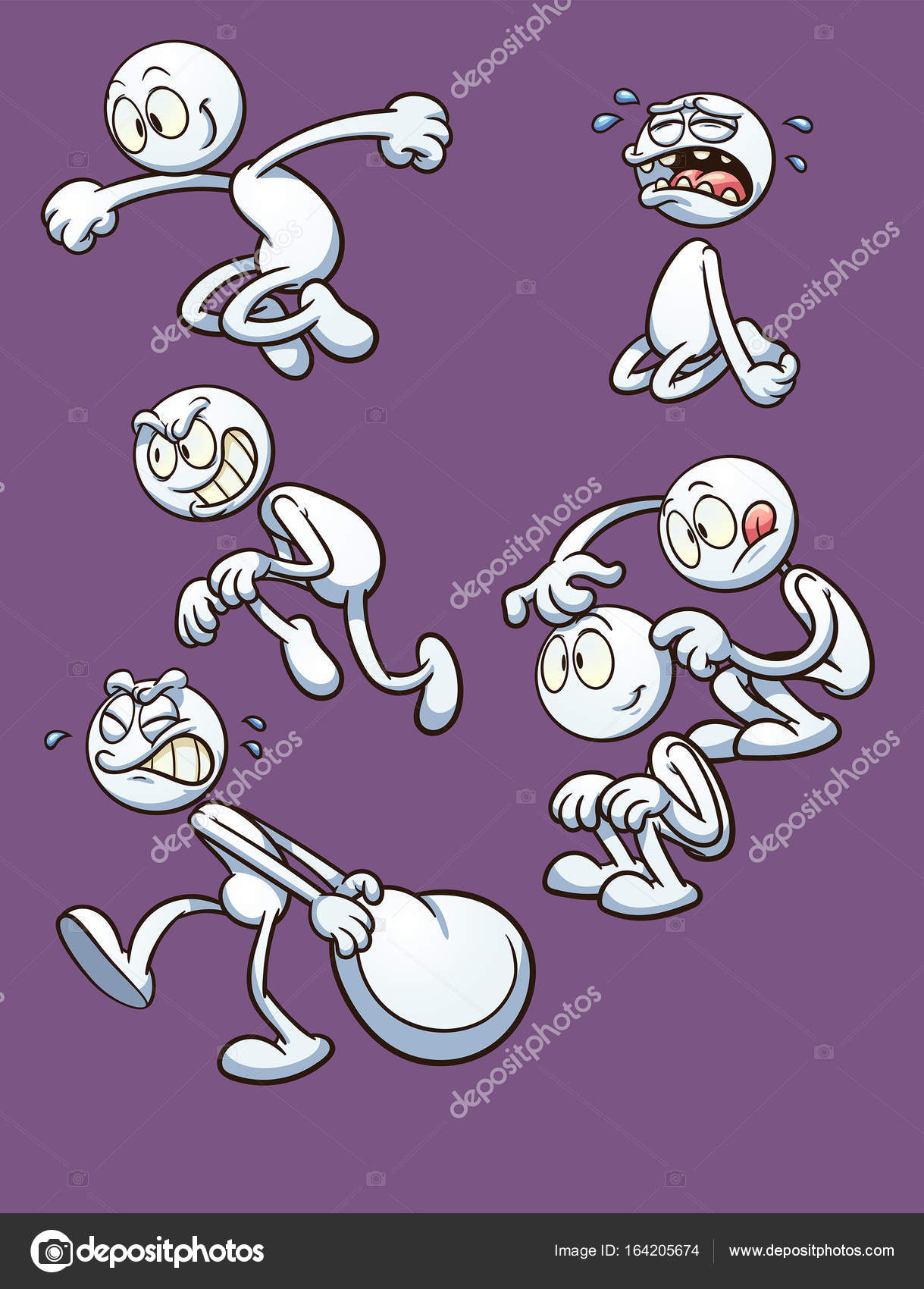 Caractère de dessin animé générique effectuant des actions Vecteur par ...