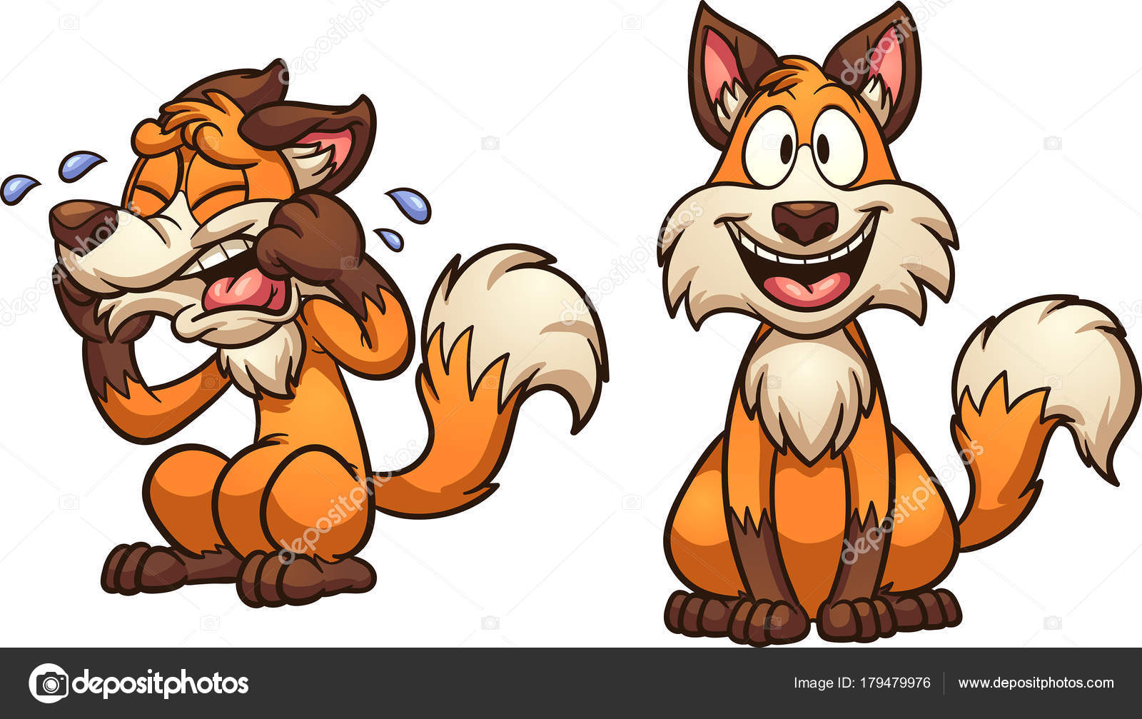 Cartoon happy and sad fox — Stock Vector © memoangeles #179479976