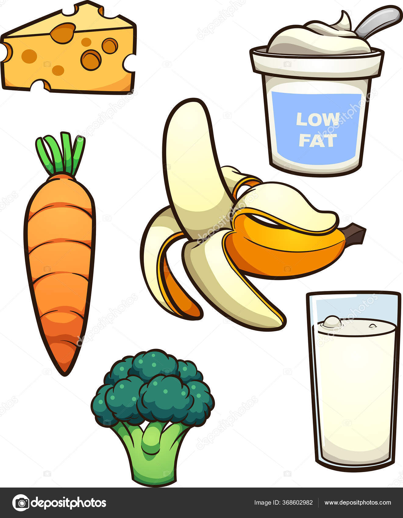 Diverse Cartoon Food Items Vector Clip Art Illustration Simple ...