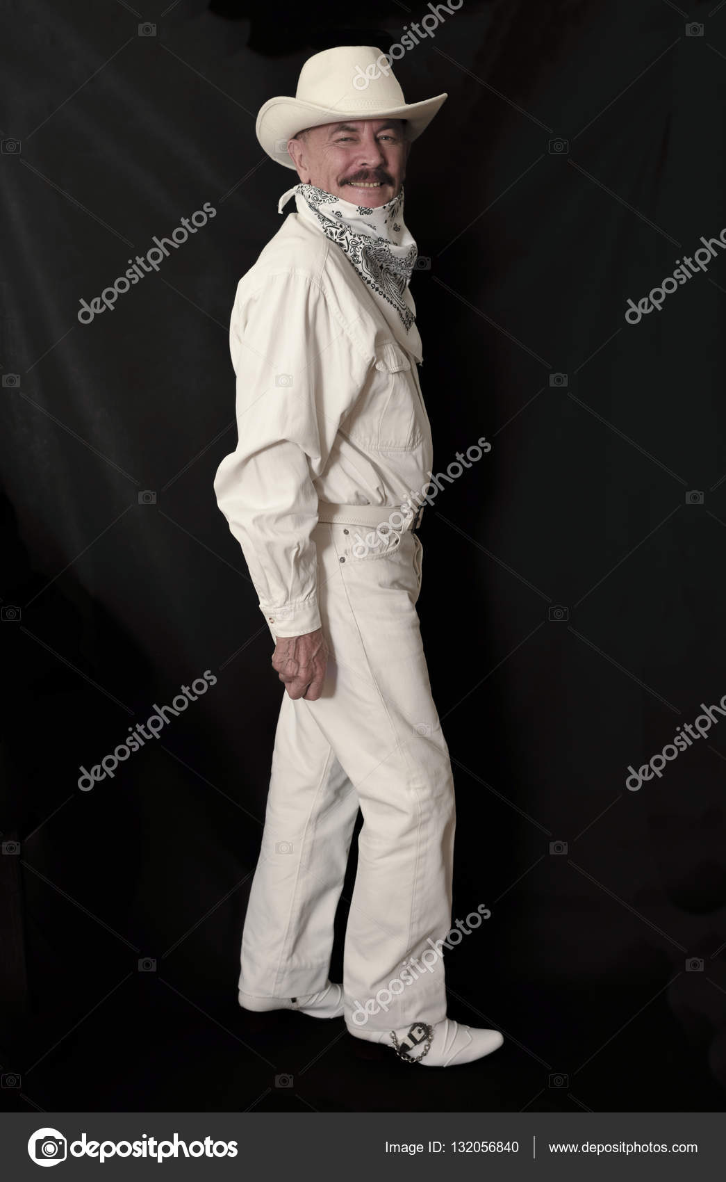 The cowboy with mustache in a white hat — Stock Photo © Aleks49 #132056840