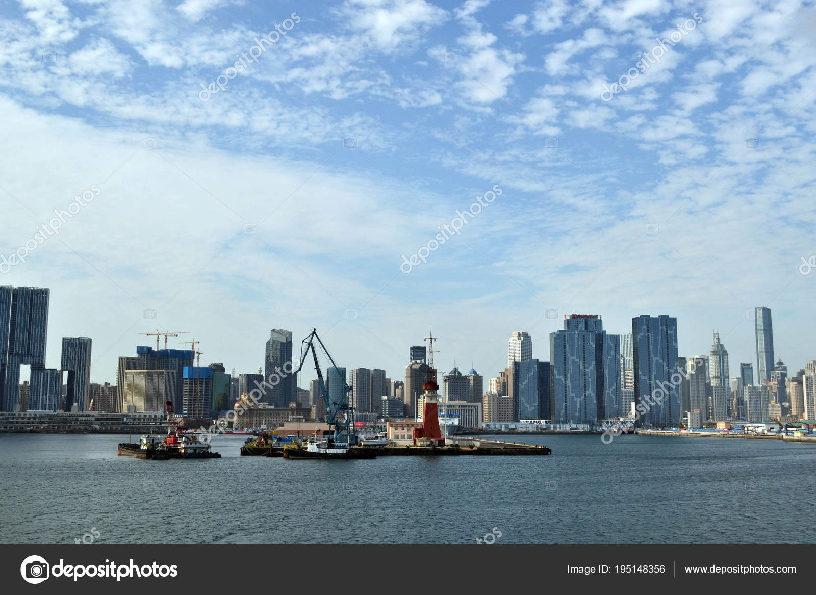 The result of expansive development in China. It's Dalian city, — Stock ...