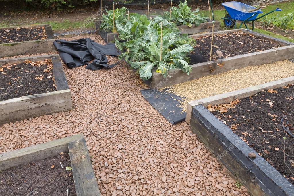 Colocación de tela de control de malas hierbas o membrana de malas ...