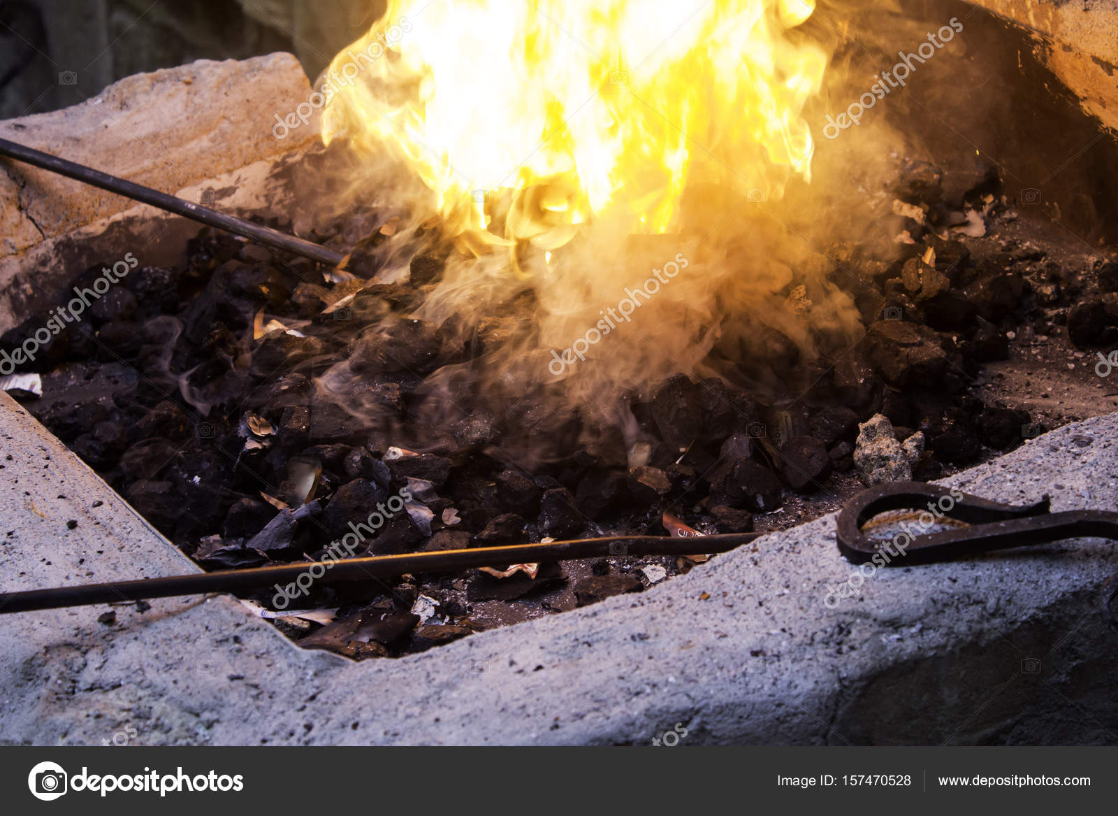Fire in forge — Stock Photo © celiafoto #157470528