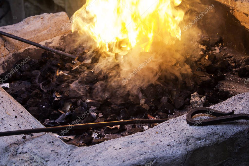 Fire in forge — Stock Photo © celiafoto #157470528