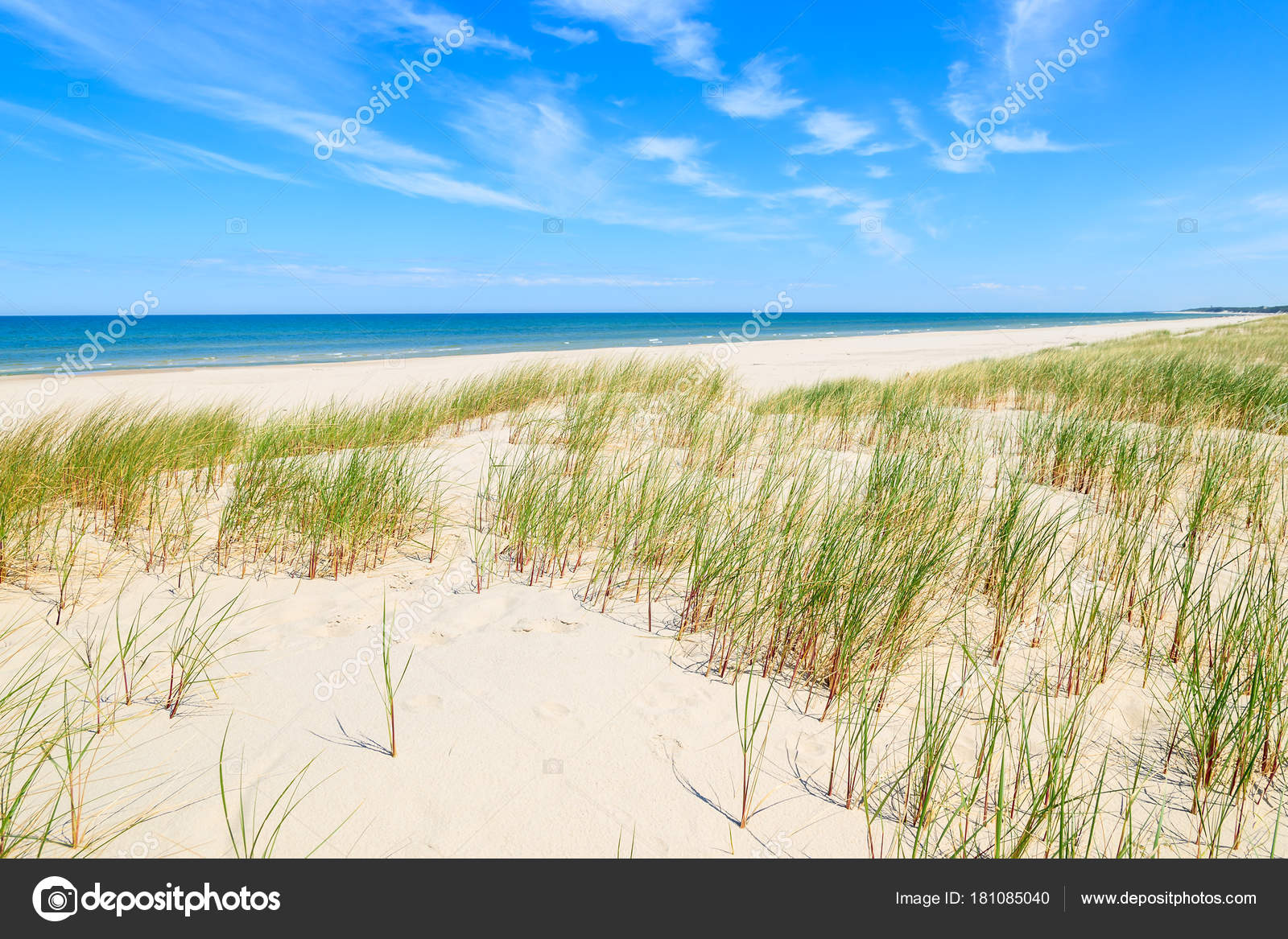 Grass Dunes Beautiful Baltic Sea Beach Leba Poland — Stock Photo ...