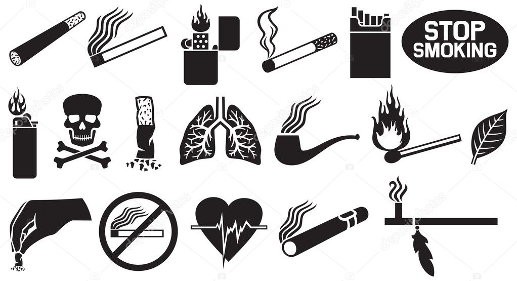 Set of Black smoking icons Stock Vector Image by ©Tribaliumivanka ...
