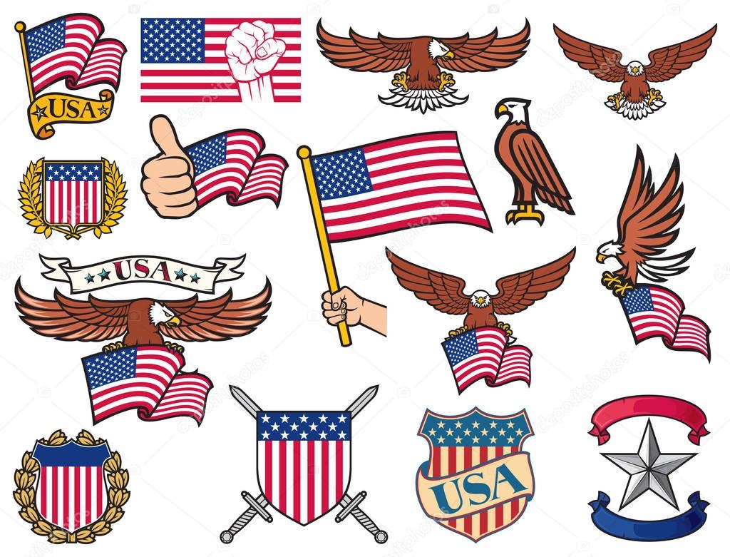 Estados Unidos de América símbolos (águila voladora que sostiene la ...
