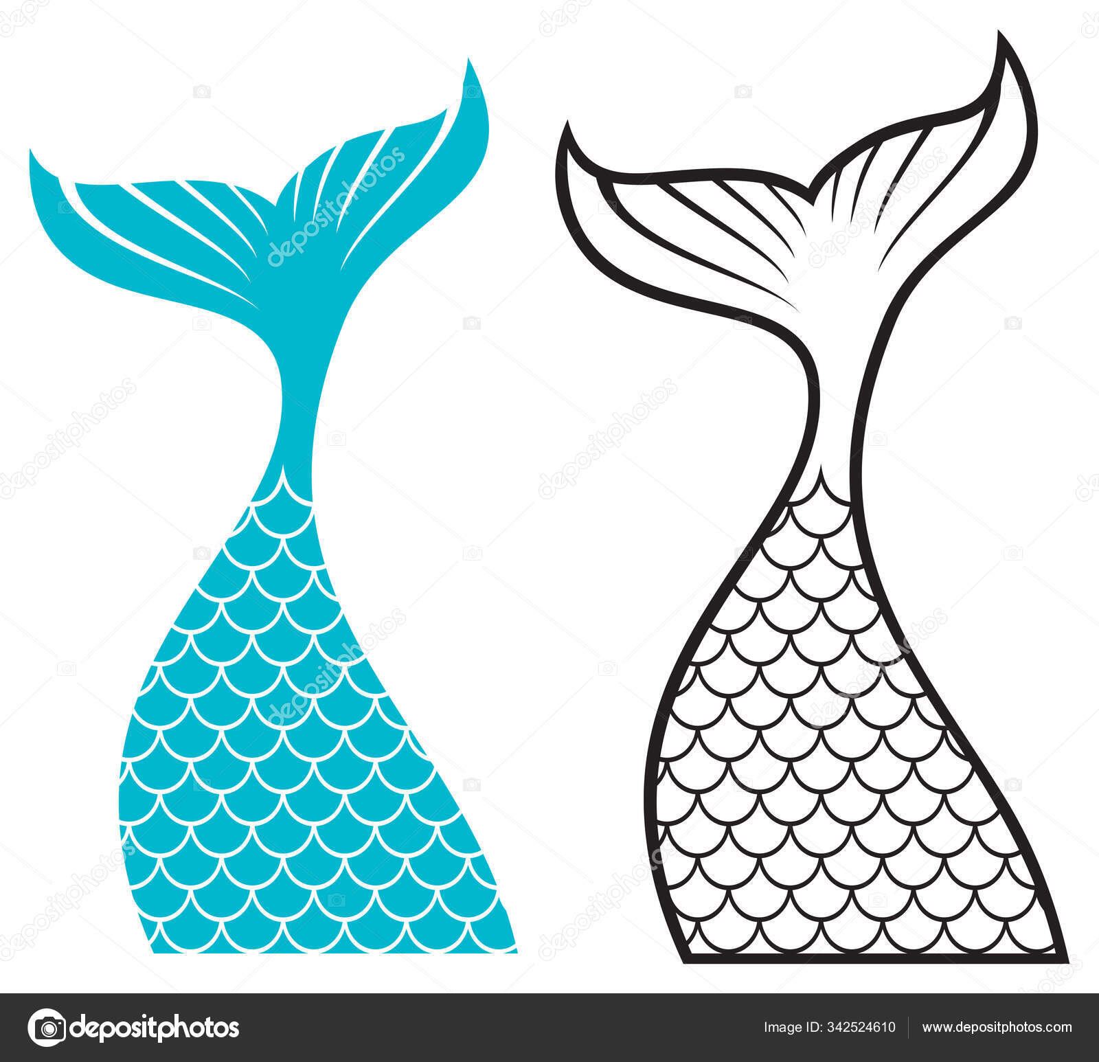 Mermaid Tail Outline Clipart