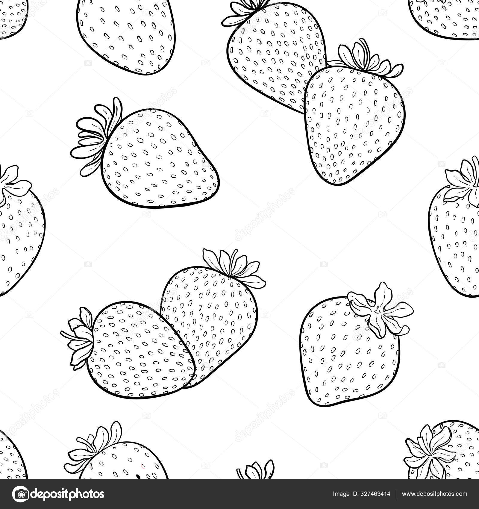 Cartoon Strawberry Black And White