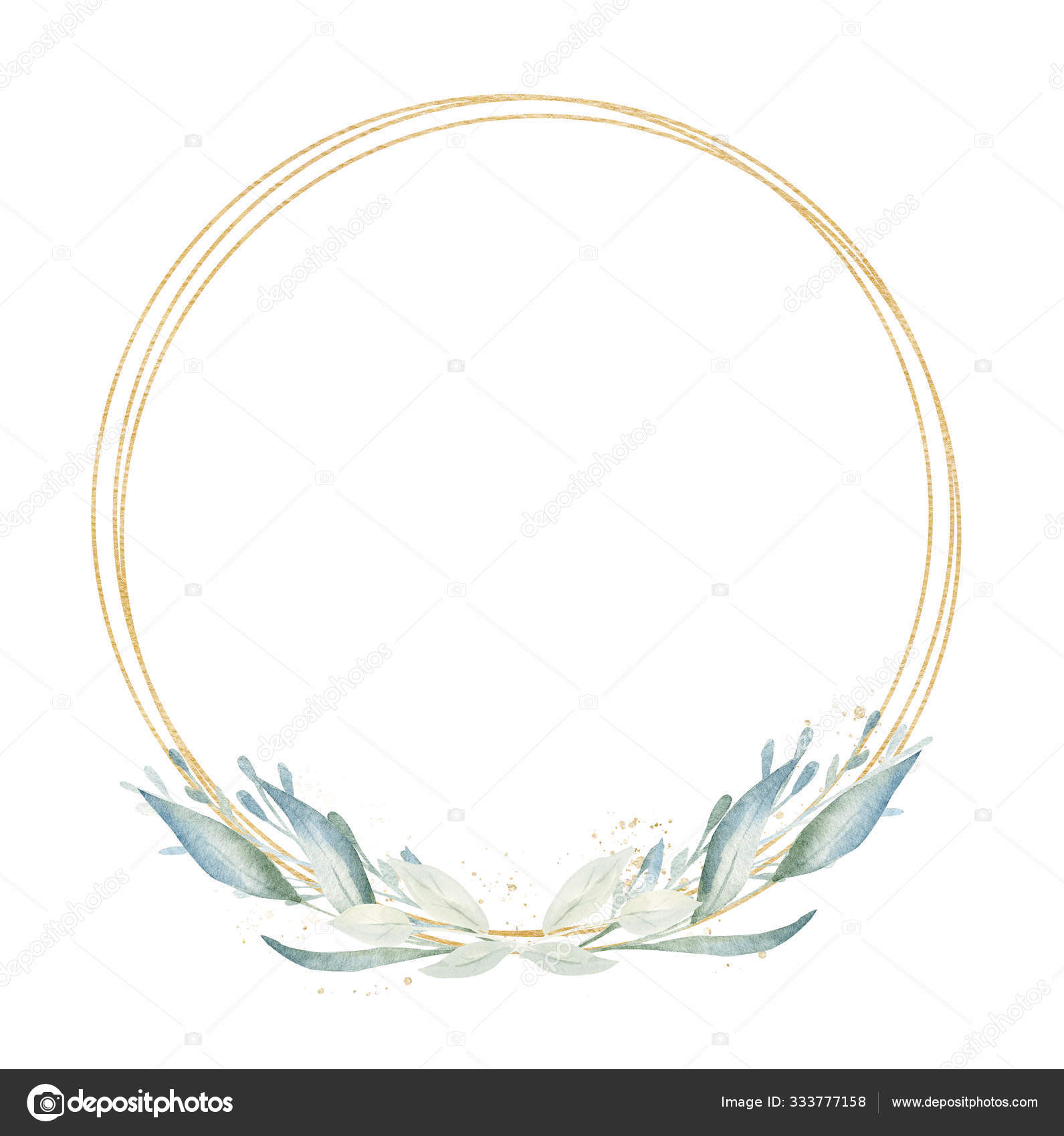 Triple circular botanical border hand drawn raster illustration Stock ...