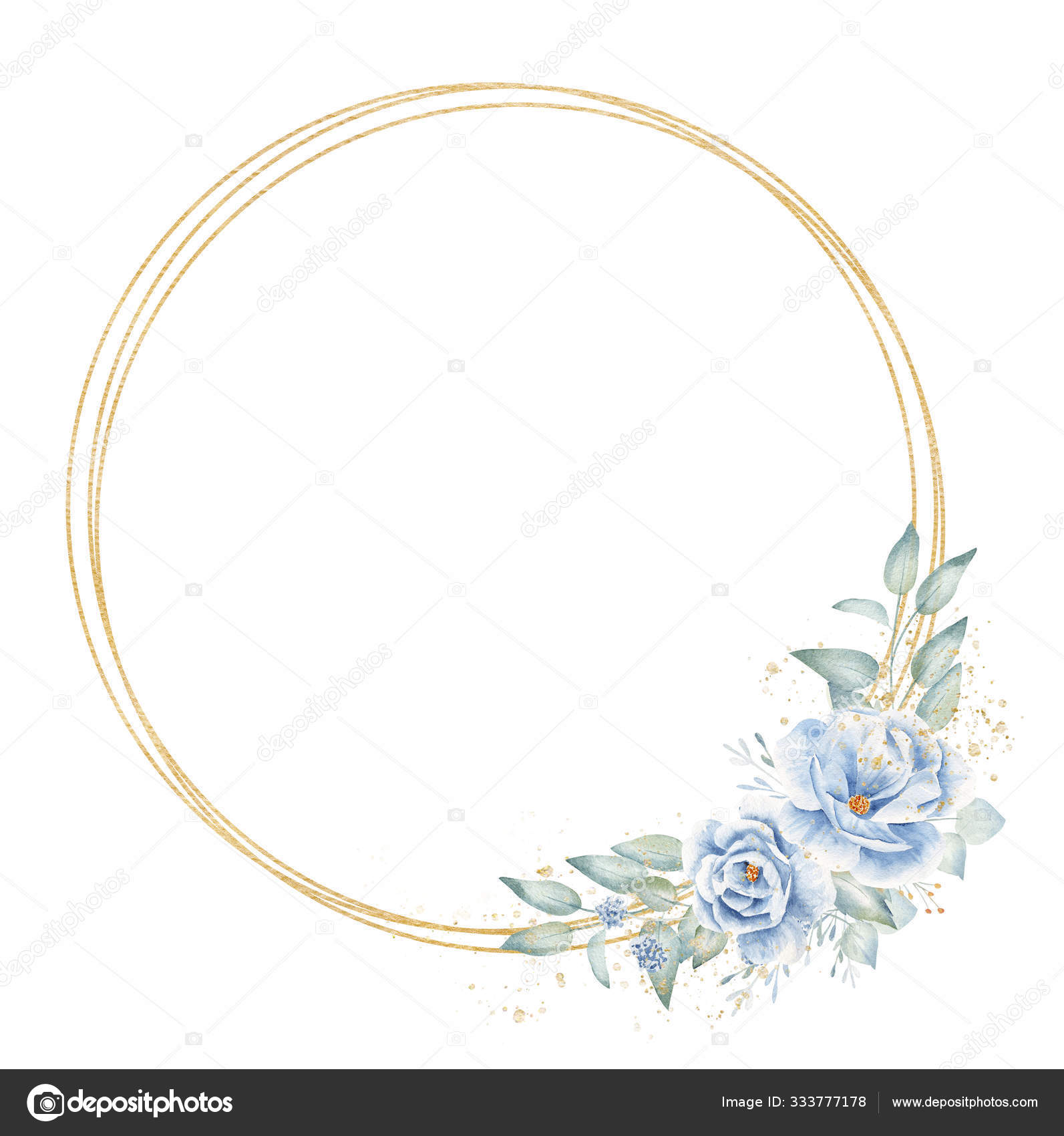 Triple circular floral border hand drawn raster illustration Stock ...