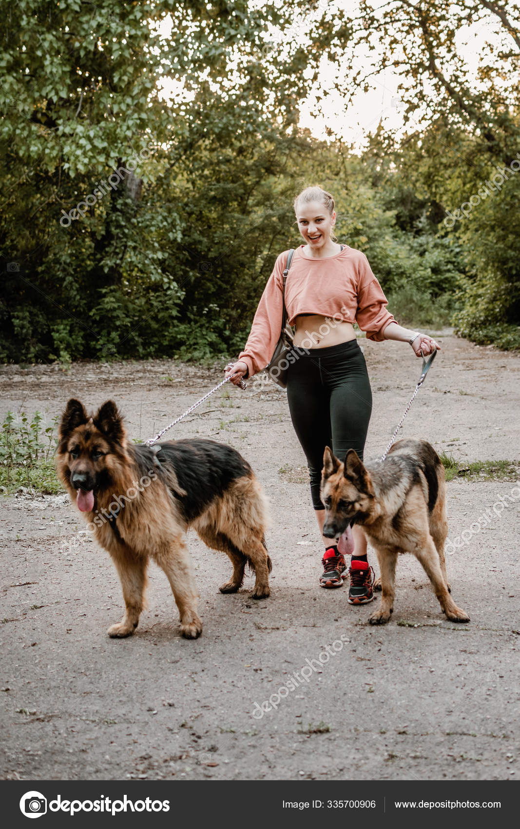 Teacher Walking Two Dog