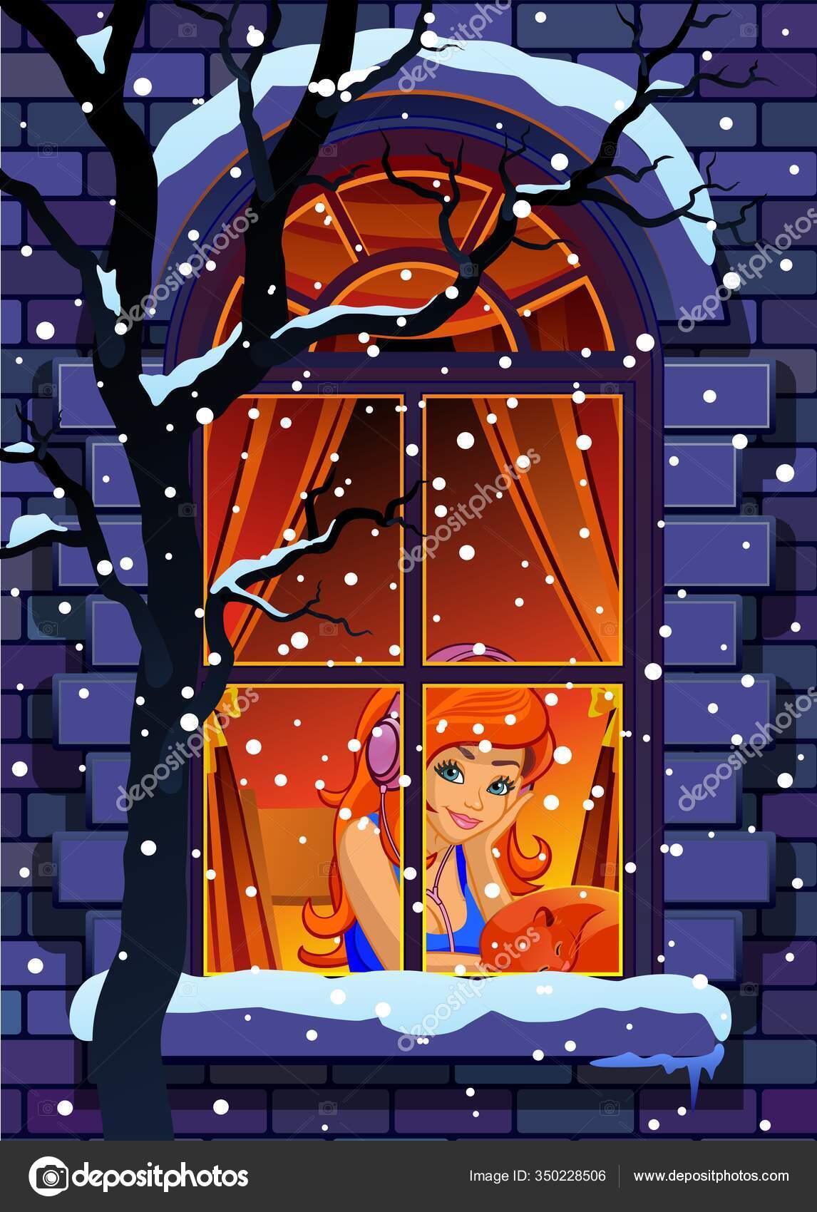 Animated Snow Falling Window