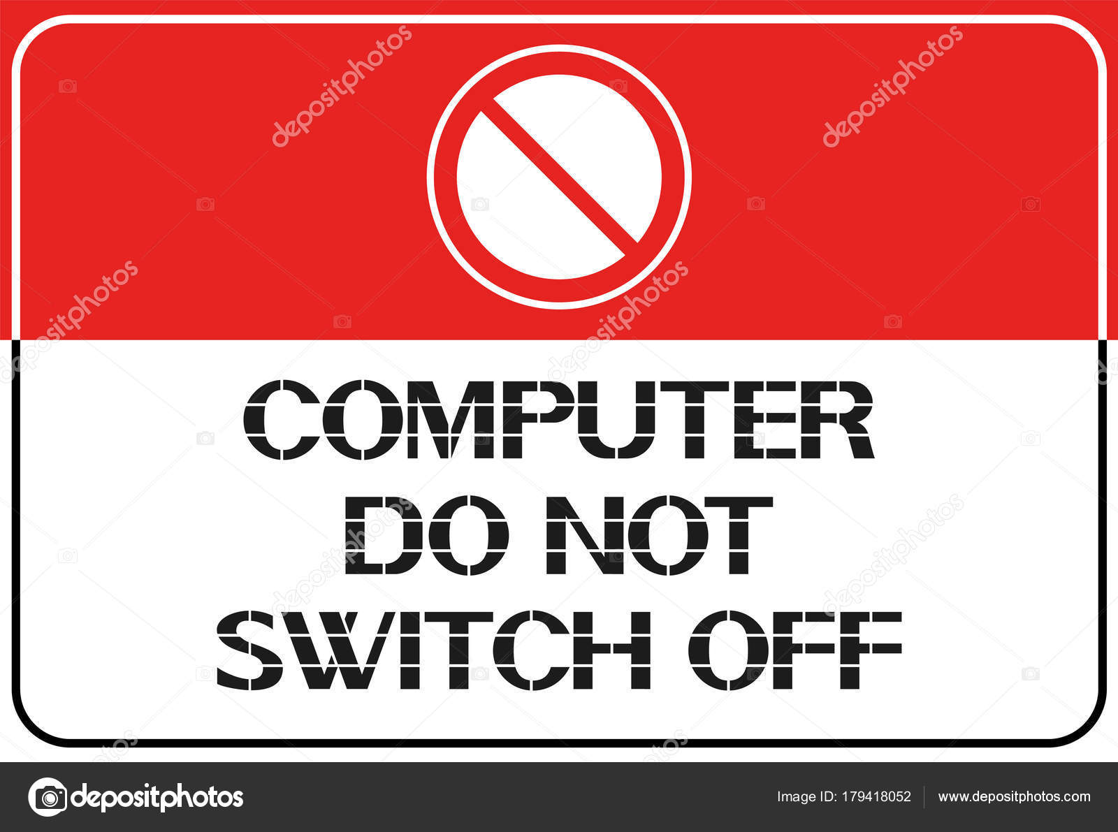 Computer Switch Warning Poster Actions Working Device Stock Vector ...