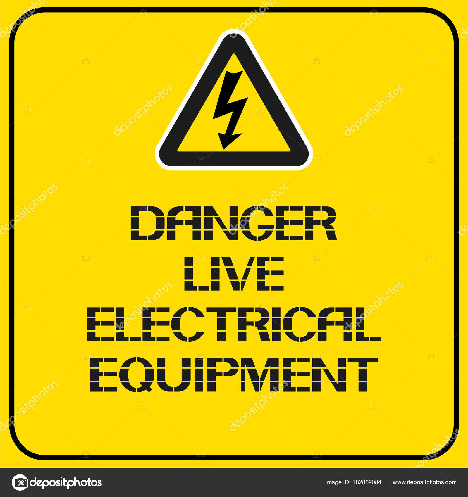 Danger Live Electrical Equipment Poster Health Safety Area — Stock ...