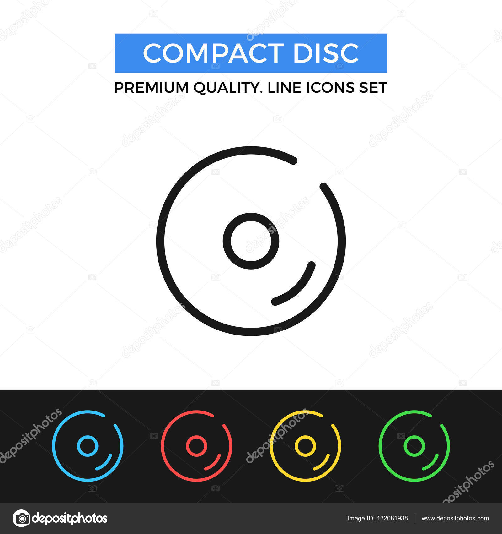 Vector compact disc icon. Thin line icon Stock Vector Image by ...