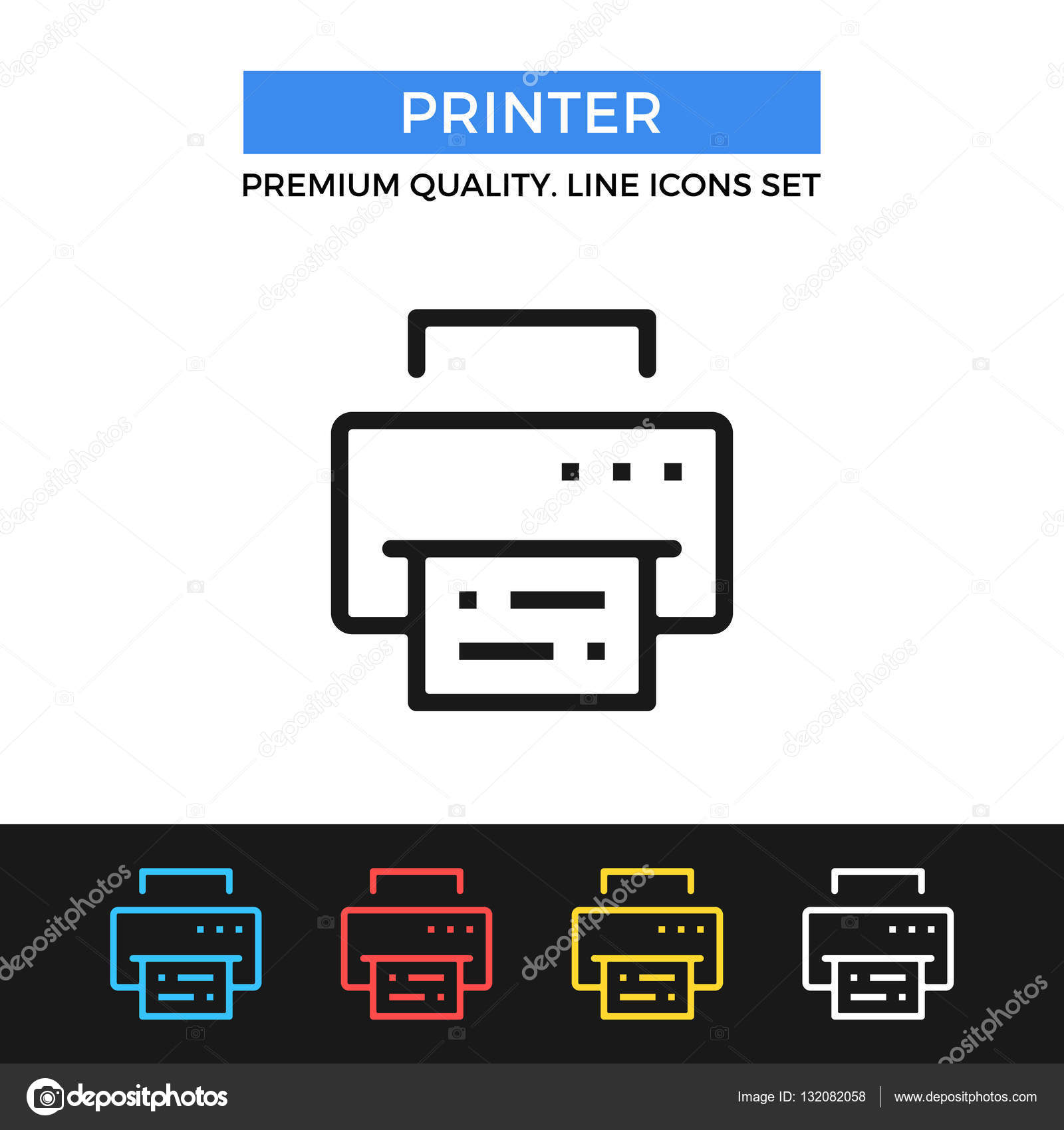Vector printer icon. Thin line icon Stock Vector by ©magurok5 132082058