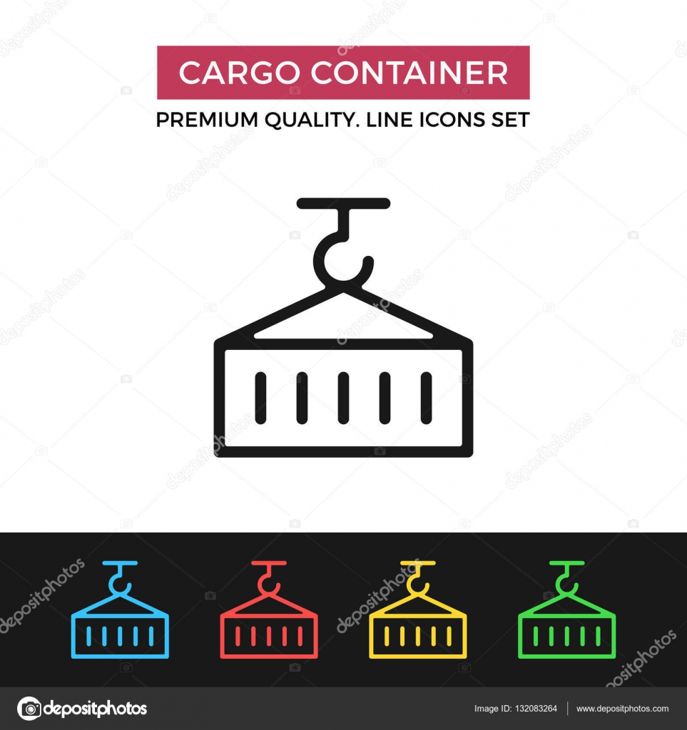 Vector cargo container icon. Thin line icon Stock Vector Image by ...