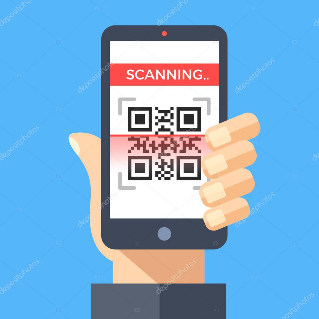 Escanear código QR con smartphone. Procesamiento, lectura de código QR ... Escanear código QR con smartphone. Procesamiento, lectura de código QR ...