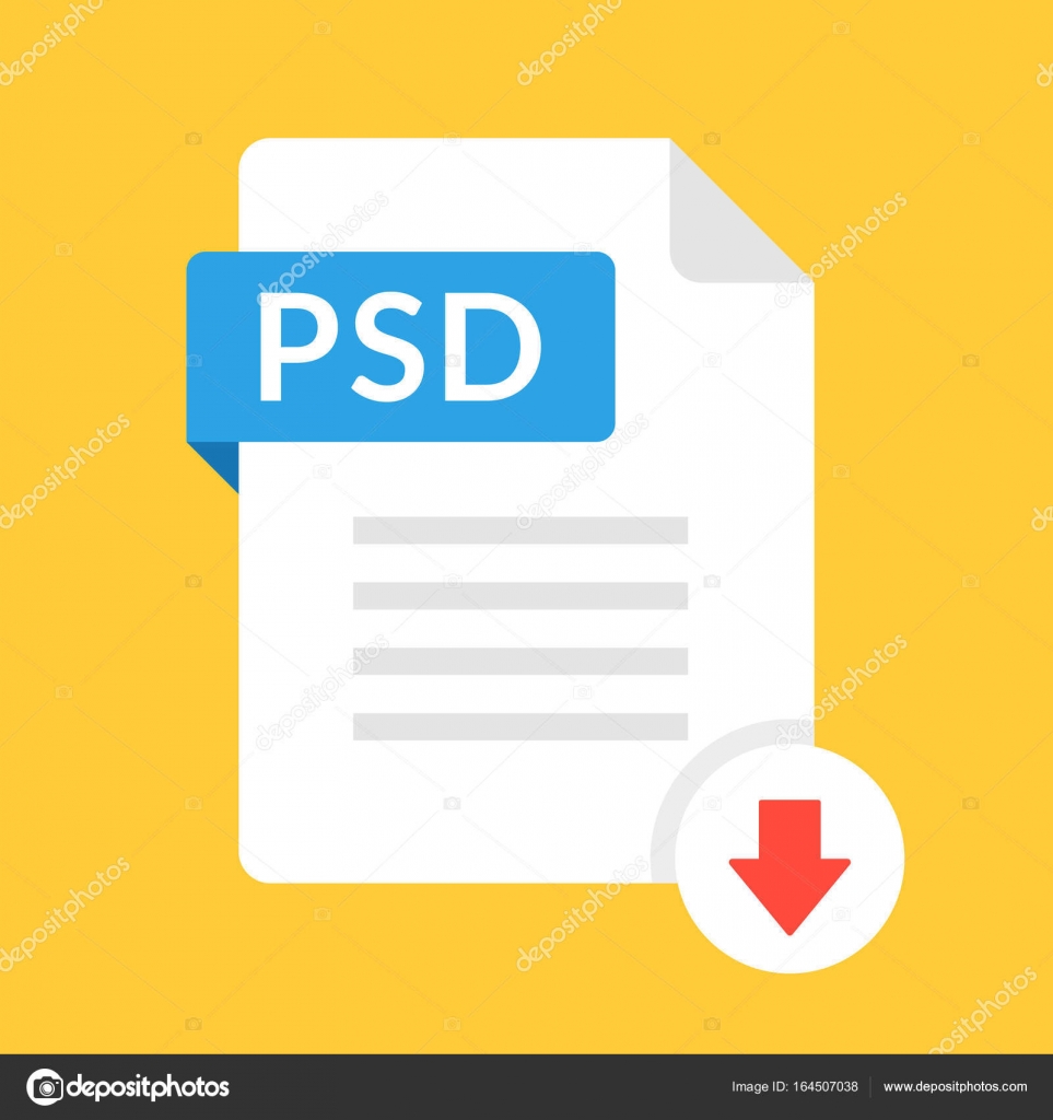 Baixar ícone PSD. Arquivo com etiqueta PSD e seta para baixo sinal. A ...