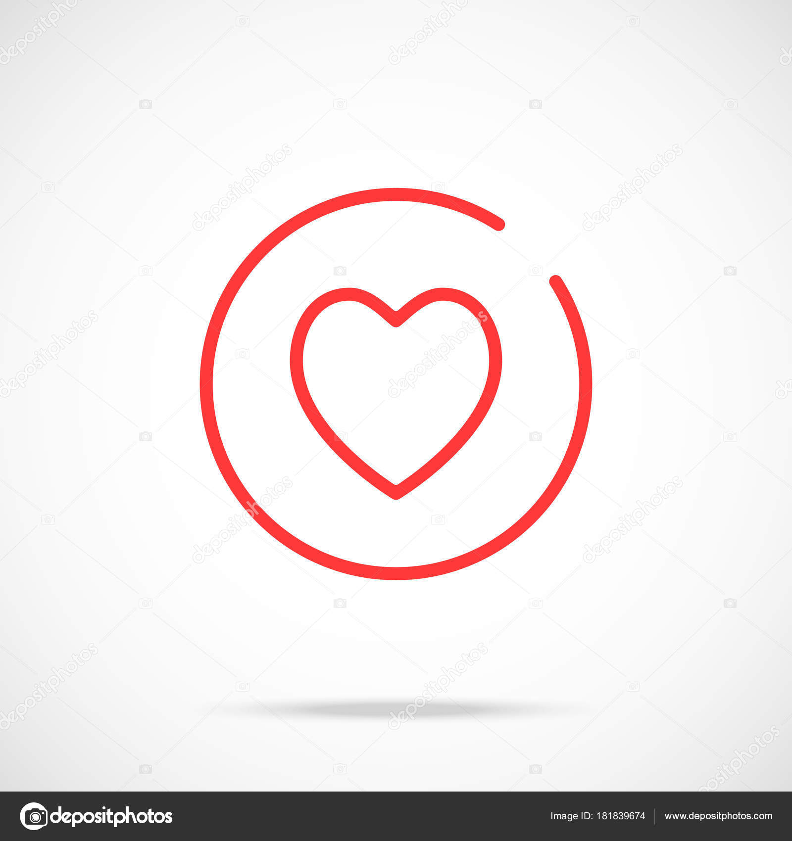 Thin Line Heart Icon Red Heart Circle Logo Concept Modern Stock Vector ...