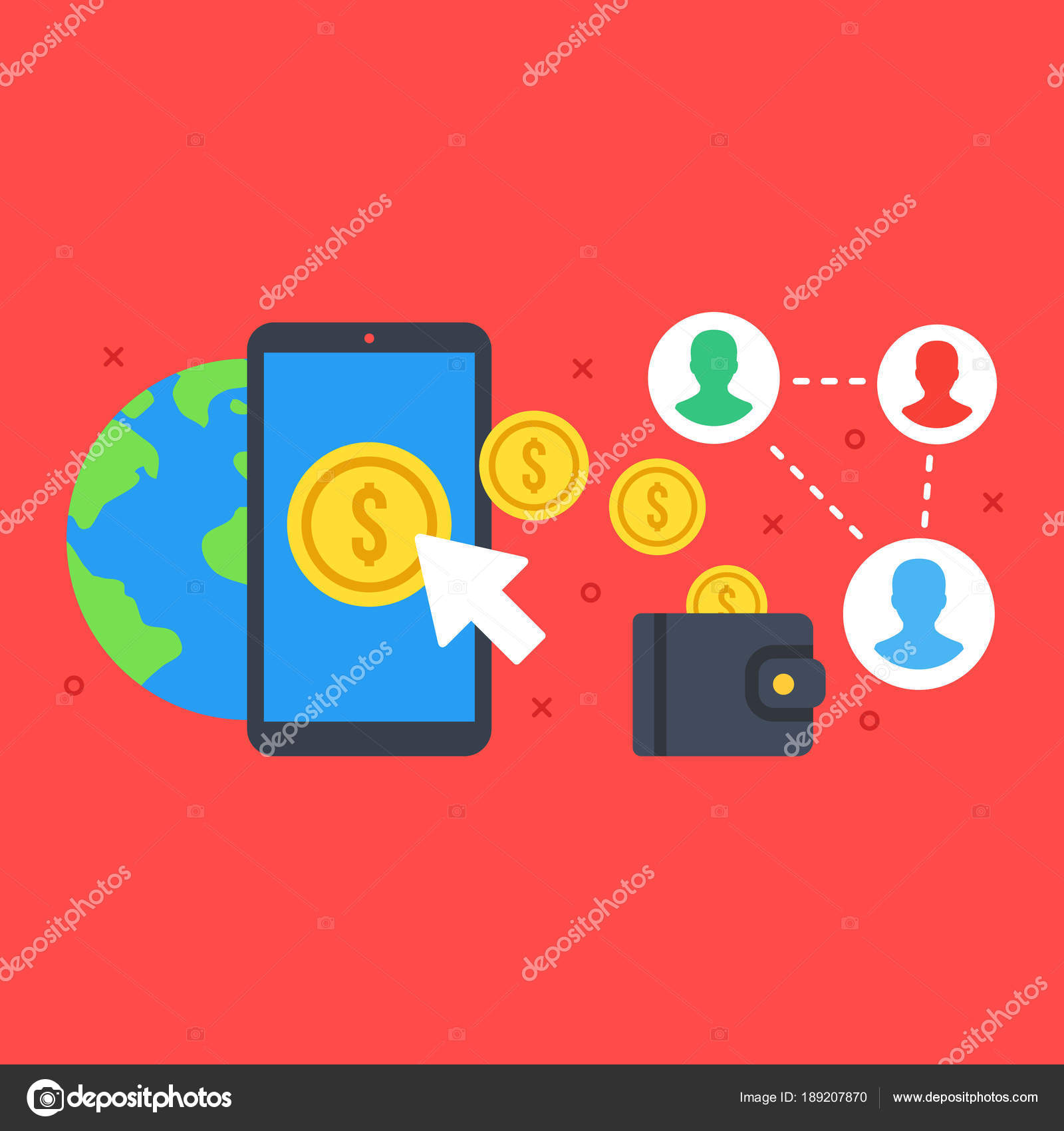 Mobile Wallet Digital Wallet Concepts Smartphone Gold Coin Screen ...