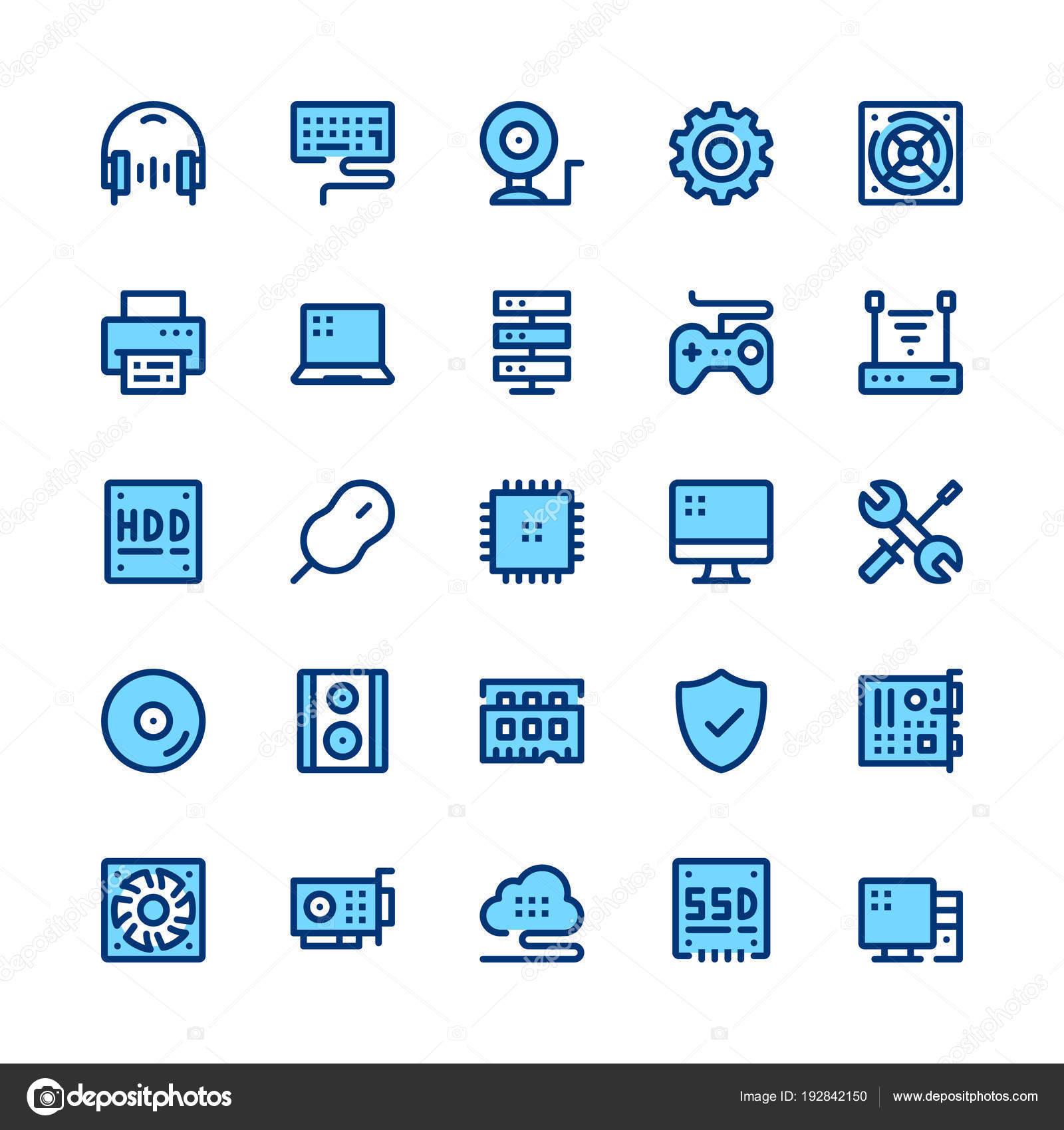 Computer Hardware Parts Line Icons Set Modern Graphic Design Concepts ...
