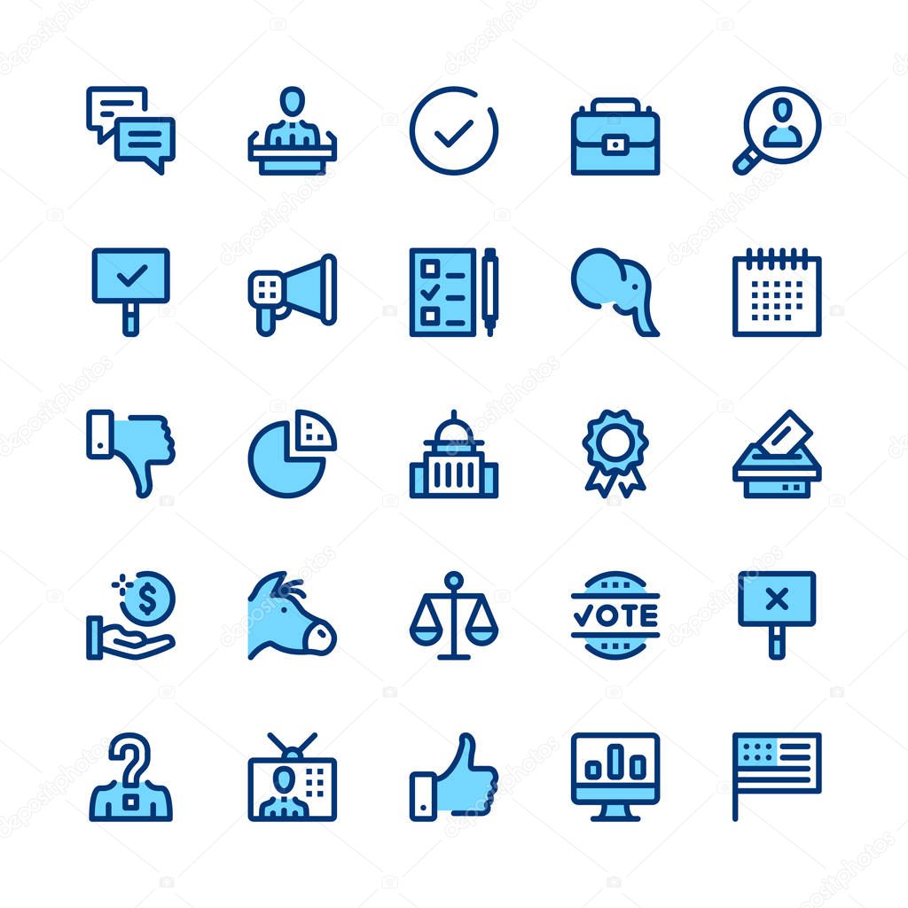 Conjunto de iconos de la línea política y electoral. Conceptos de ...