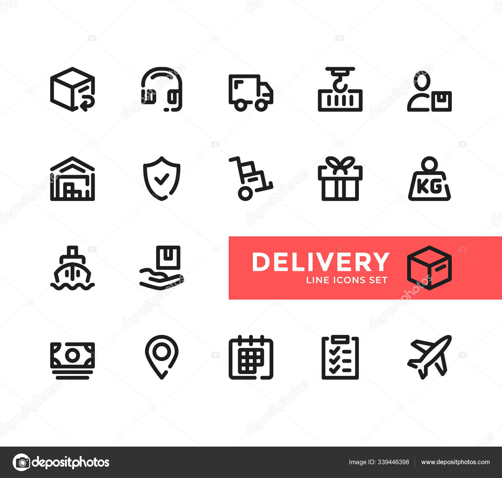 Delivery Line Icons Set Pixel Perfect Modern Outline Symbols Collection ...