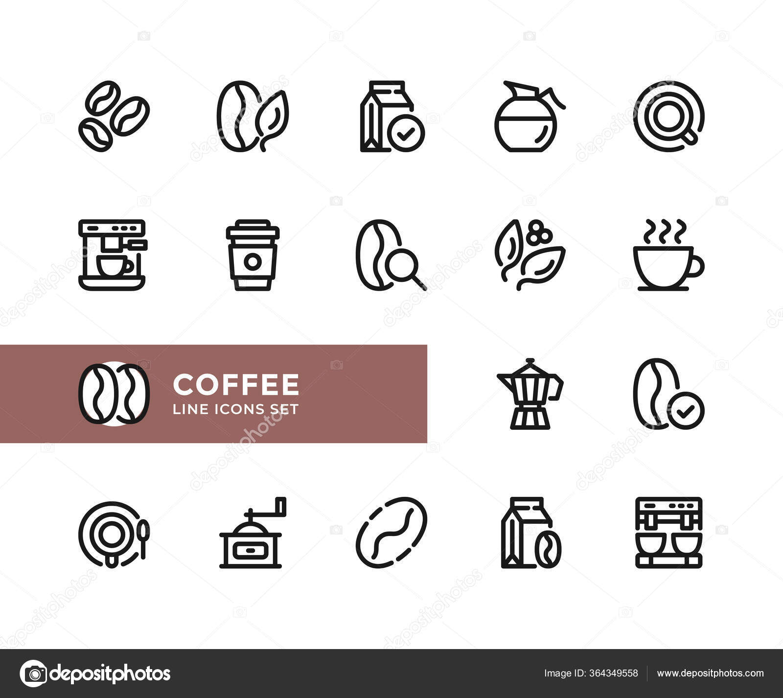 Coffee Vector Line Icons Simple Set Outline Symbols Graphic Design ...