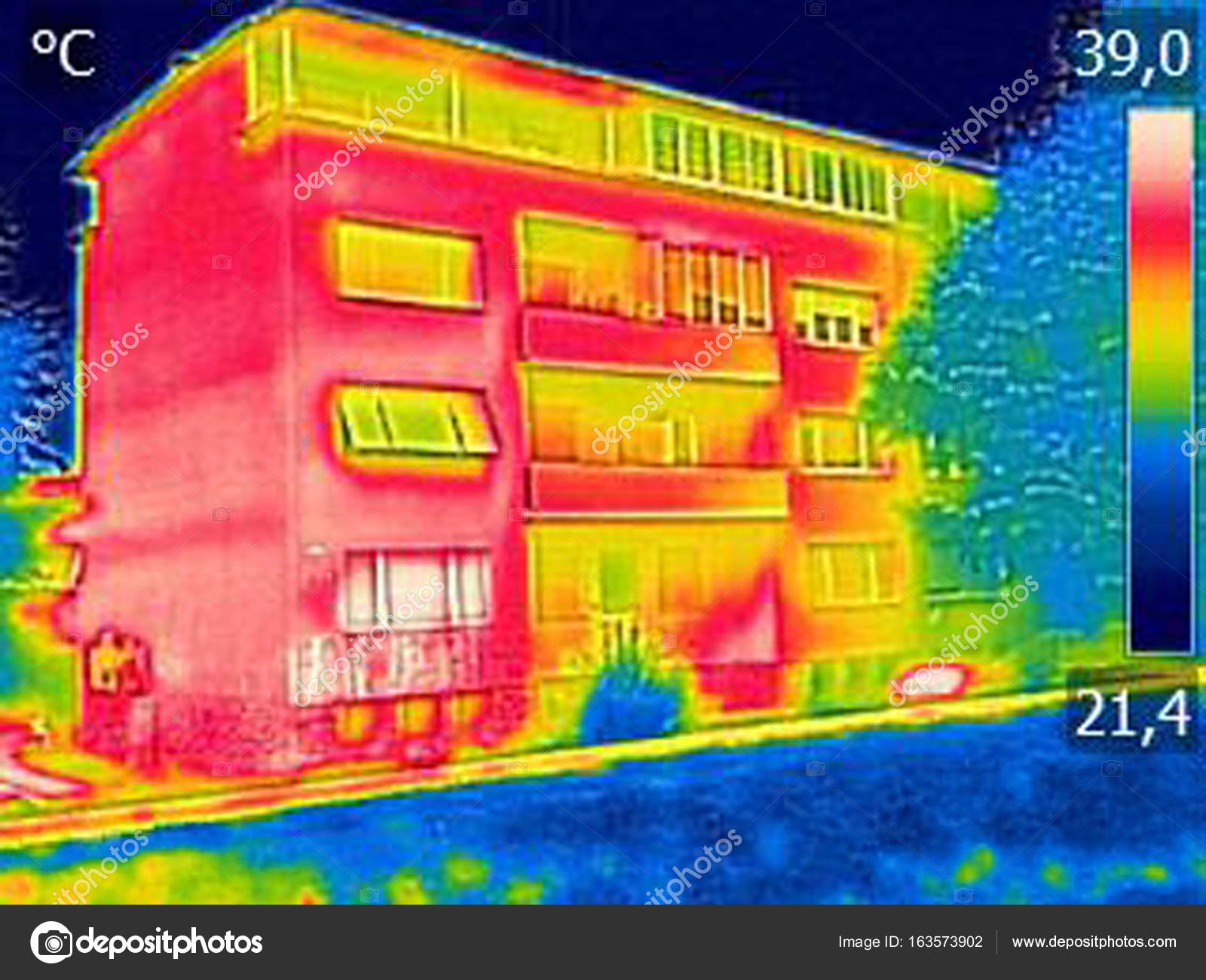 Infrared thermovision image showing lack of thermal insulation o — Stock Photo © smuki #163573902