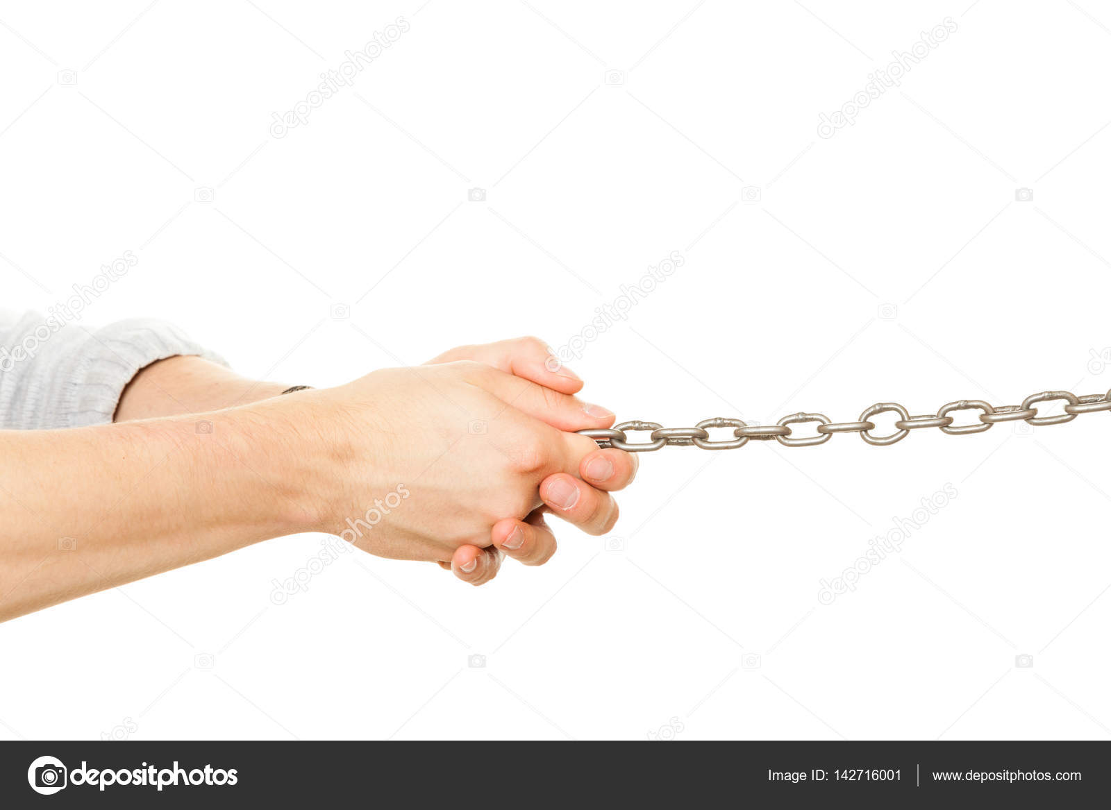 Man hand holding long chain, isolated. Stock Photo by ©Voyagerix 142716001
