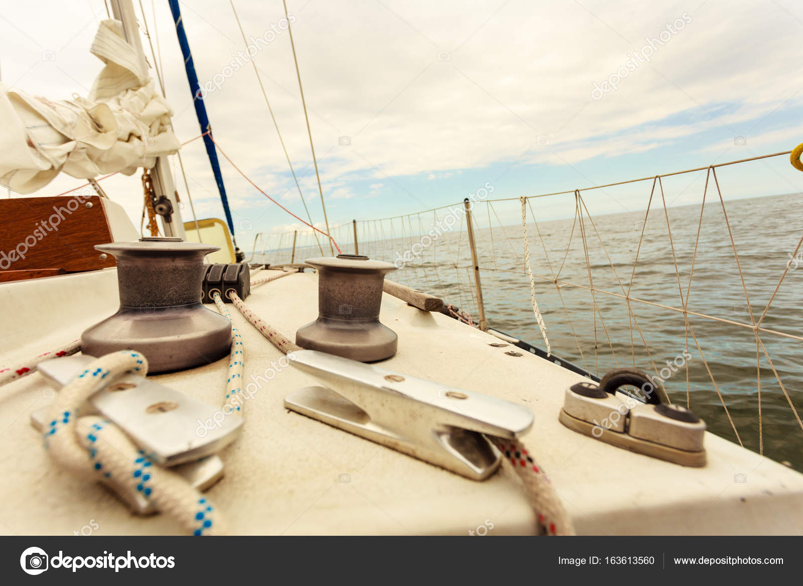 Yacht capstan on sailing boat during cruise Stock Photo by ©Voyagerix ...