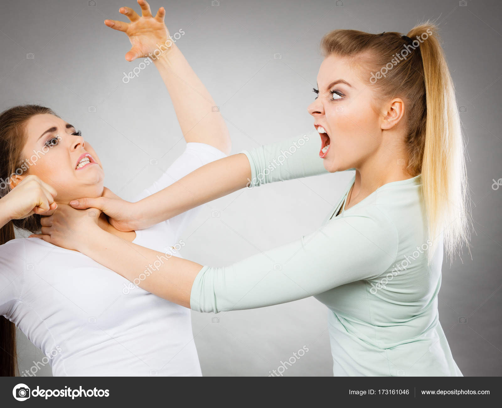 Two agressive women having argue fight — Stock Photo © Voyagerix #173161046