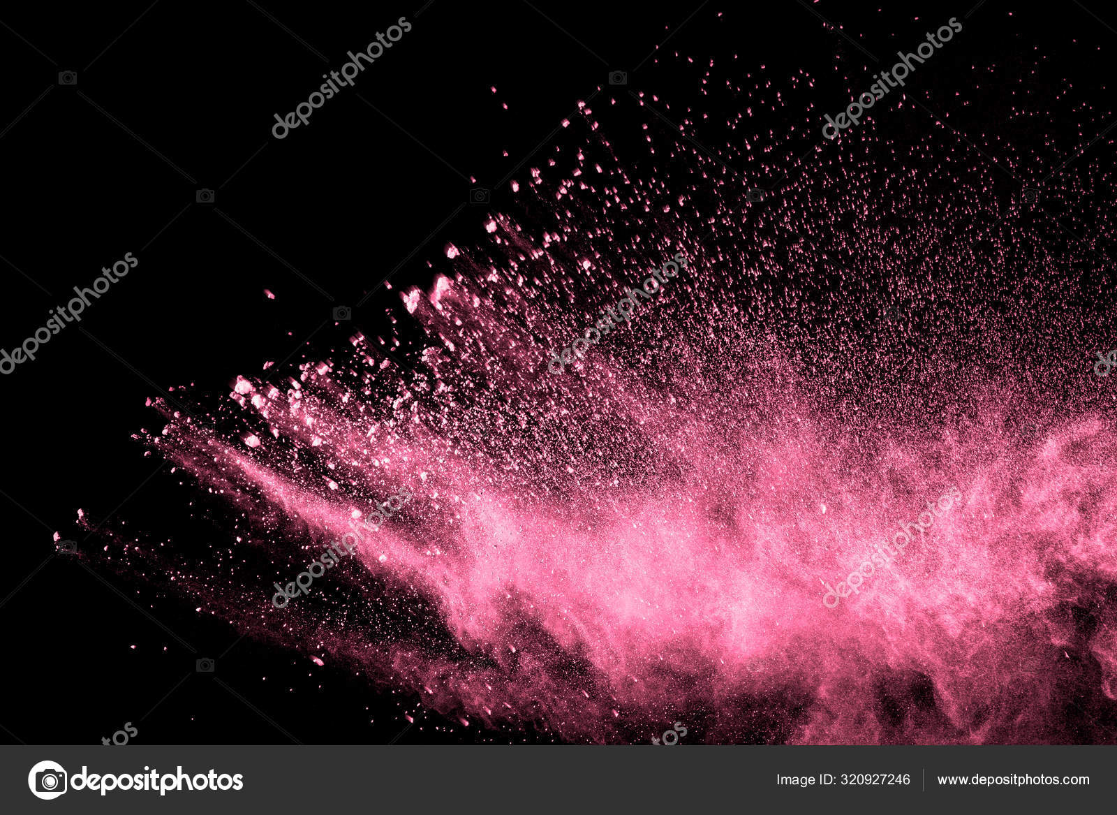 Explosion Pink Colored Powder Isolated Black Background Pink Dust ...