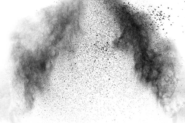 Black Particles Splatter White Background Black Dust Splash White ...