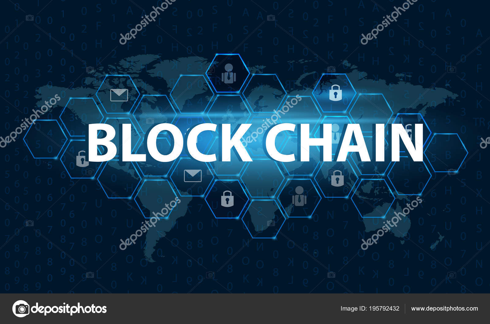 Bitcoin Block Chain World Map Security System Digital Currency Financial Stock Vector by ...