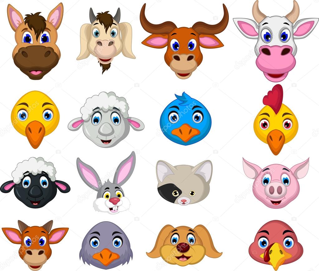 Farm animal head cartoon collection Stock Illustration by ©starlight789 ...