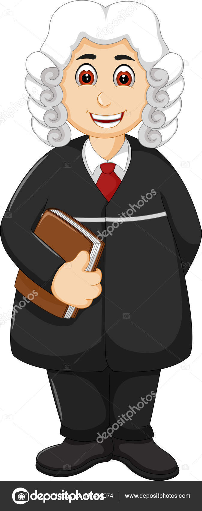 Cool judge cartoon standing bring book with smile — Stock Photo ...