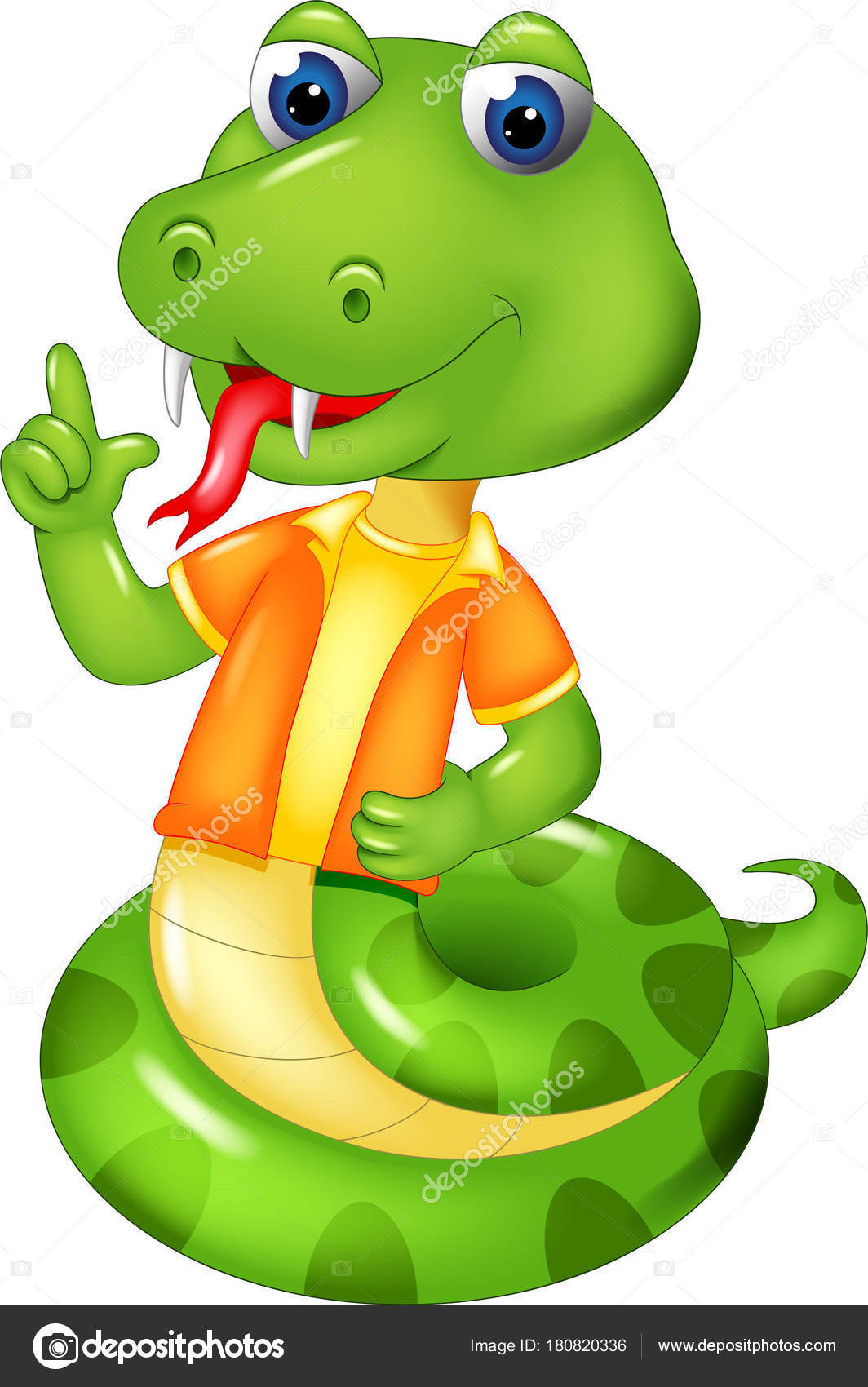 Cute Snake Cartoon Standing Smile Pointing Stock Illustration by ...