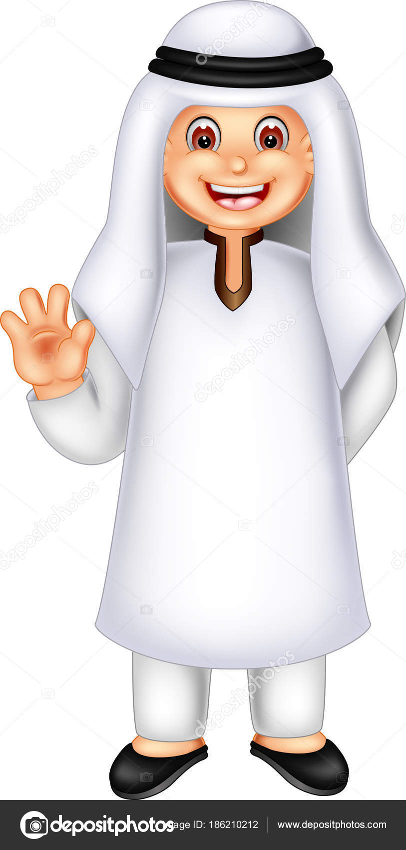 Cute Arabian Boy Cartoon Standing Waving Smile Stock Illustration by ...