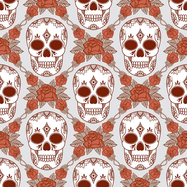 Vector Seamless Pattern Skulls Roses ⬇ Vector Image by © sntpzh ...
