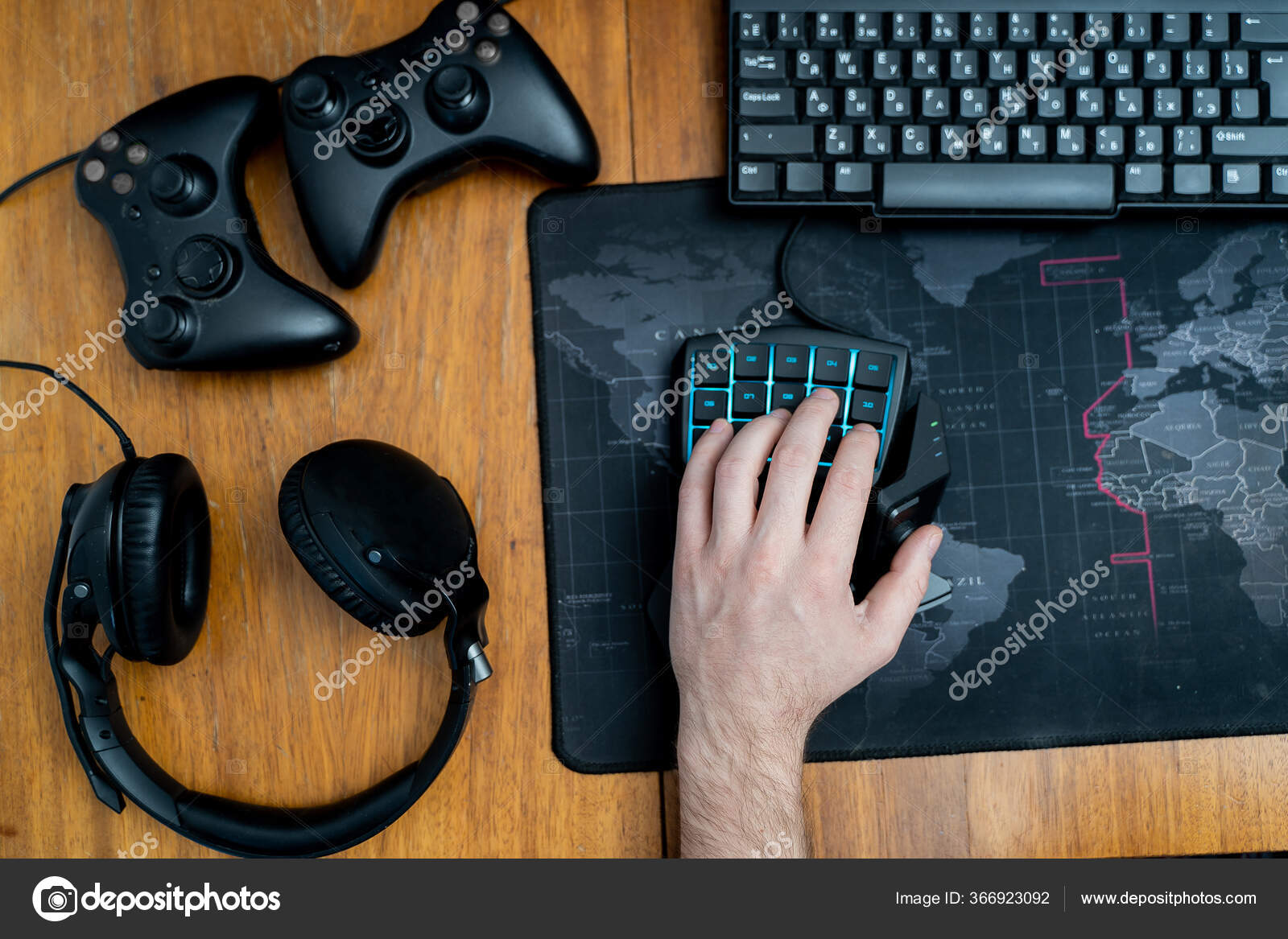 Hand Keyboard Mouse Pad Background World Map One Gaming Game Stock ...