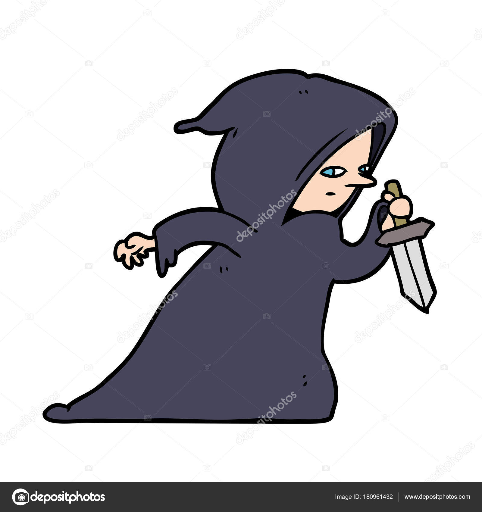 Cartoon Assassin Dark Robe Stock Illustration by ©lineartestpilot ...