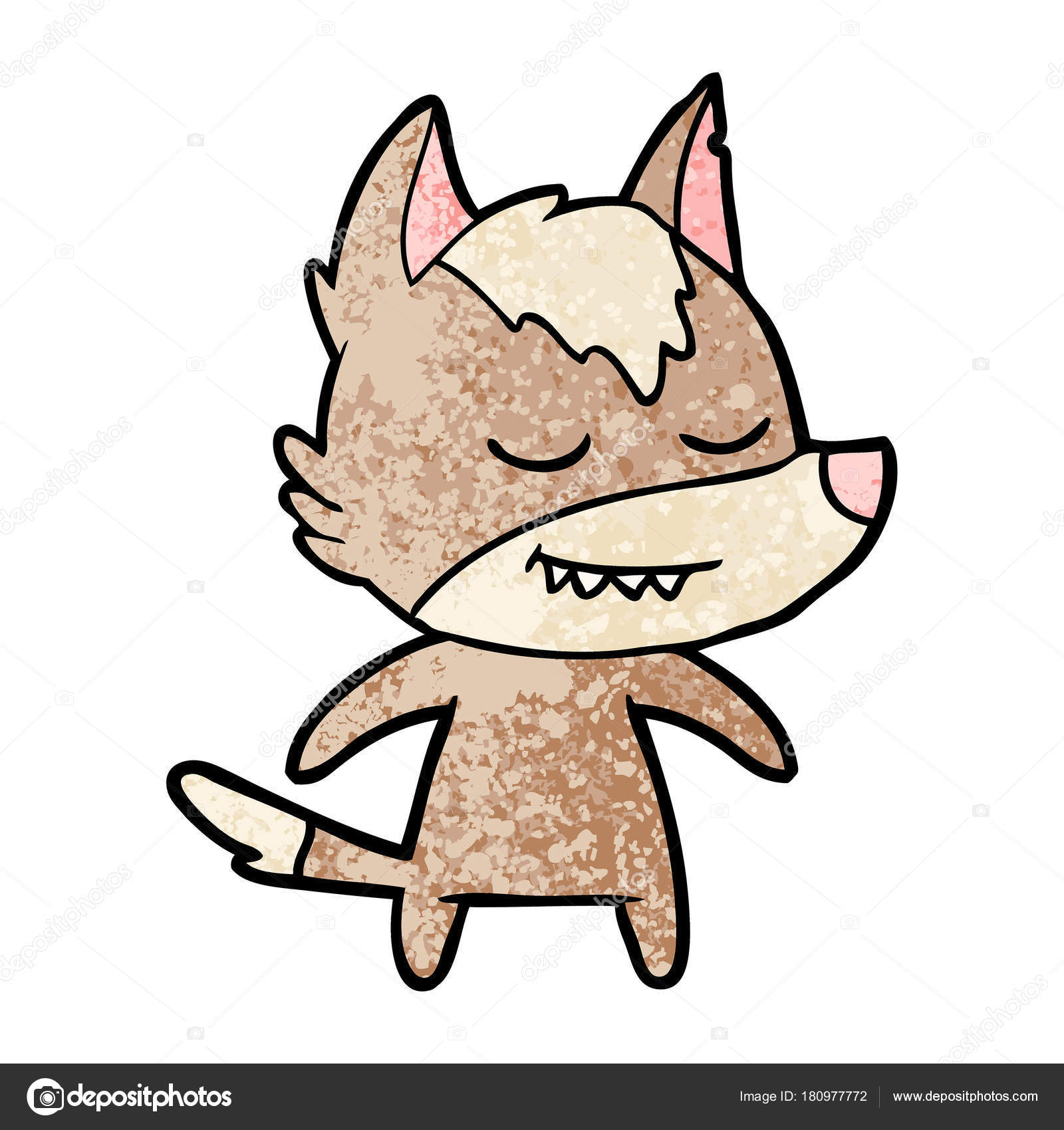 Ilustración Vectorial Lobo Dibujos Animados Amigable Vector de stock ...