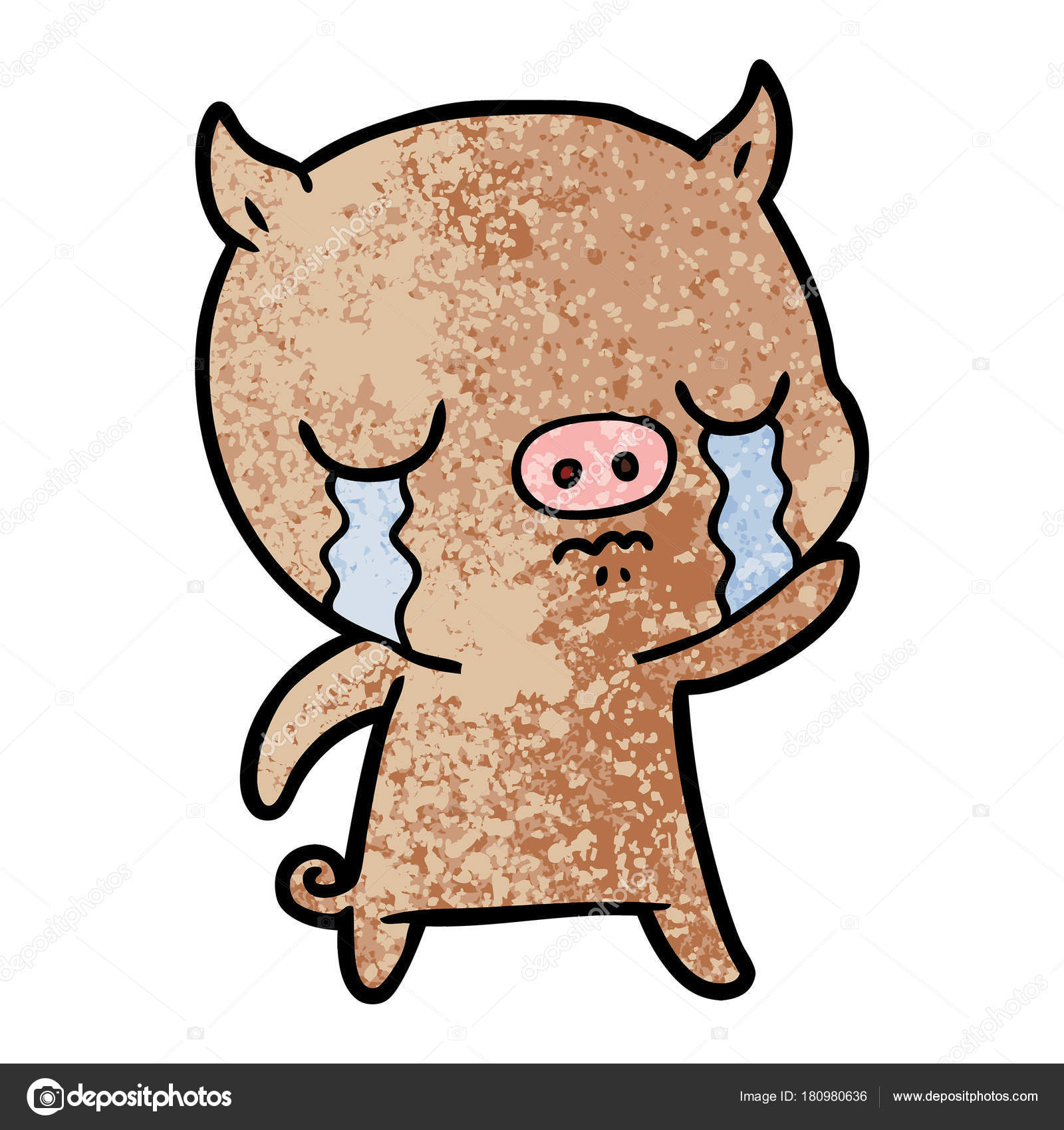 Cartoon Pig Crying Waving Goodbye Stock Vector Image by ...
